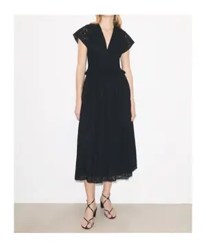 Tory Burch Eyelet Cotton V-neck Midi Dress