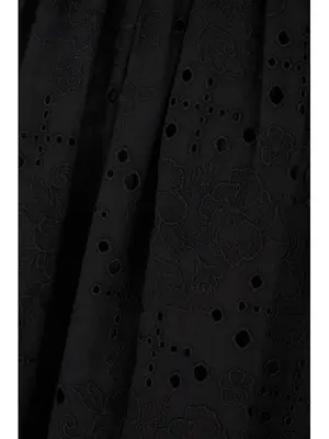 Tory Burch Eyelet Cotton V-neck Midi Dress - Black