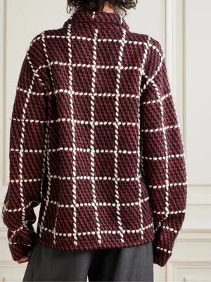 Aimé Leon Dore Embroidered Checked Merino Wool-blend Cardigan - Red