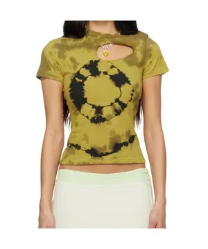 Ottolinger Tie-dye Crew Neck T-shirt With Cutout Detail - Brown