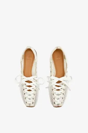 GANNI Sporty Ballerina In White Mesh - Egret