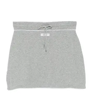 MARINE SERRE Drawstring Jersey Midi Skirt - Gray