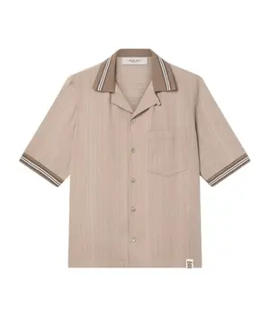 GOLDEN GOOSE Short Sleeved Striped Shirt - Light Gray