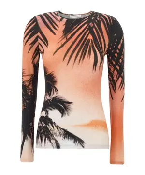 Rabanne Fitted Knitted Top With Palm Print