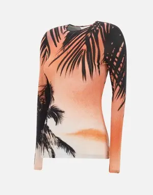 Rabanne Fitted Knitted Top With Palm Print