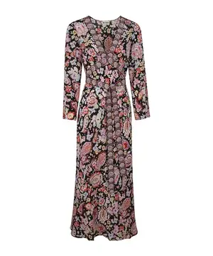 Rixo Floral Print V-neck Maxi Dress