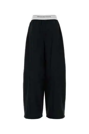 Alexander Wang Logo Waistband Mid-rise Relaxed Fit Pants - Black