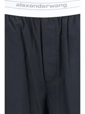 Alexander Wang Logo Waistband Mid-rise Relaxed Fit Pants - Black
