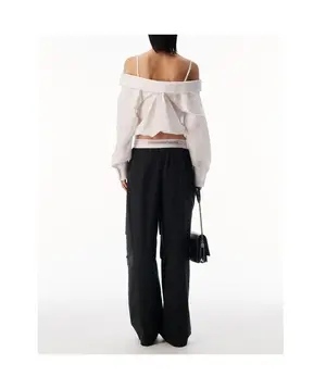 Alexander Wang Logo Waistband Mid-rise Relaxed Fit Pants - Black