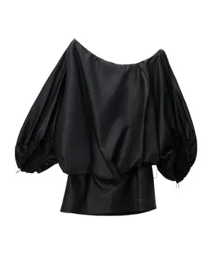 Alexander Wang Off-shoulder Balloon-sleeve Mini Dress - Black