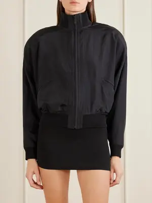 Gucci Zip-up Poplin Jacket With Stand Collar And Ribbed Trim - Black