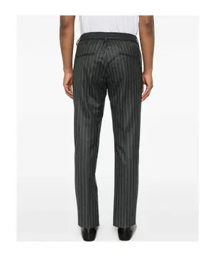 Tagliatore Charcoal Gray Pinstripe Relaxed Fit Trousers