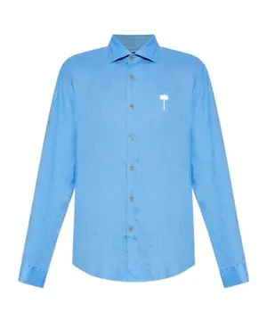 Palm Angels Logo Embroidered Shirt - Blue