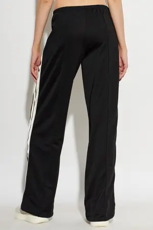 Palm Angels Wide Leg Sweatpants With Printed Logo - Black