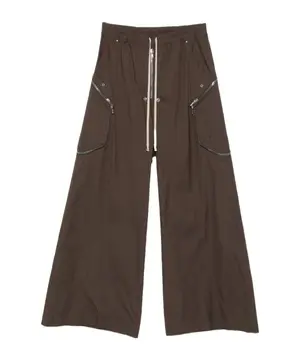 Rick Owens Wide Leg Cargo Pants With Drawstring Waist