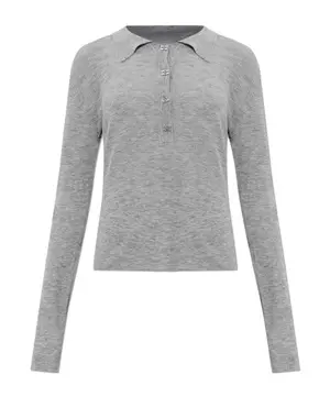 GANNI Slim Fit Polo Knitted Top