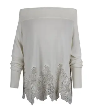 Ermanno Scervino Off-the-shoulder Lace Jumper - Gray