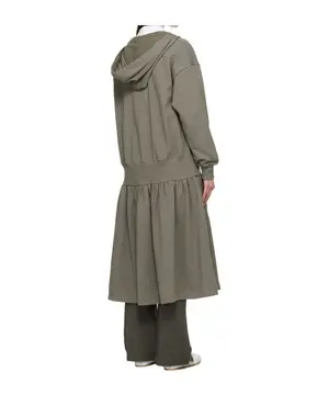 OPEN YY Pleated Midi Dress With Hood And Zip Closure