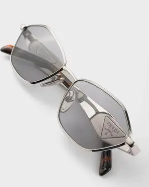 Prada Metal Irregular Frame Sunglasses - Silver