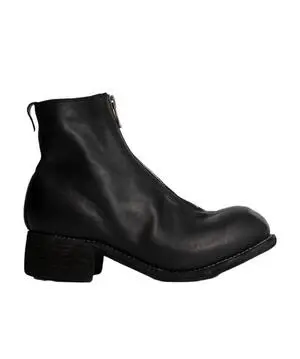 Guidi Leather Thick-heeled Boots With Rear Pull-up And Front Zipper