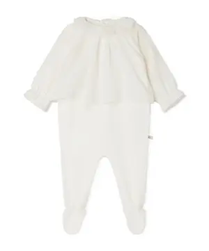 Bonpoint Ruffle Collar Pyjamas - White Milk