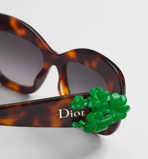 Dior Tortoiseshell Acetate Sunglasses With Clover And Ladybug Motif - Brown