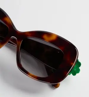 Dior Tortoiseshell Acetate Sunglasses With Clover And Ladybug Motif - Brown