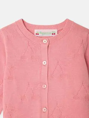 Bonpoint Teyana Round Neck Cardigan With Cherry Pattern