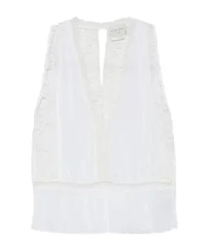 FORTE_FORTE Sleeveless Lace Trim Vest