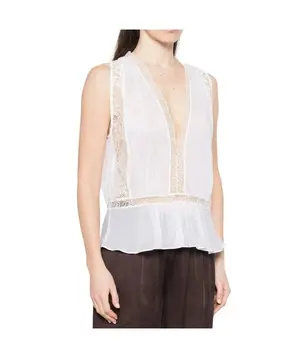 FORTE_FORTE Sleeveless Lace Trim Vest