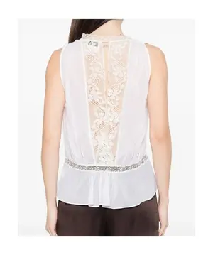 FORTE_FORTE Sleeveless Lace Trim Vest