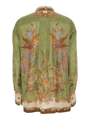 Zimmermann Jeweled Button Printed Shirt