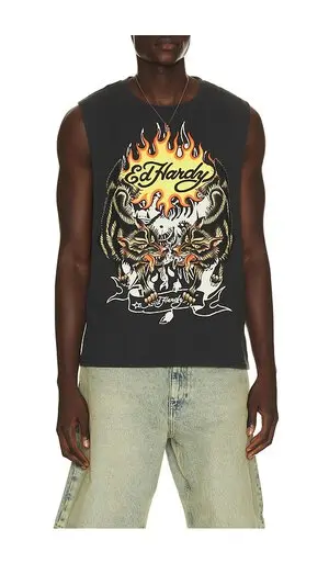 Ed Hardy Wolves Cut Off Tee In . Also