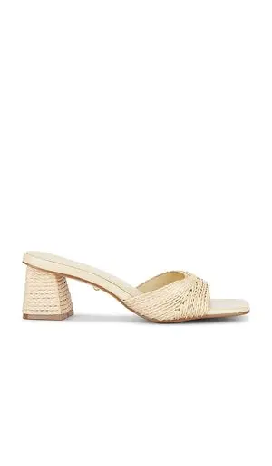Raye Nadeemah Raffia Square Toe Block Heel Sandal