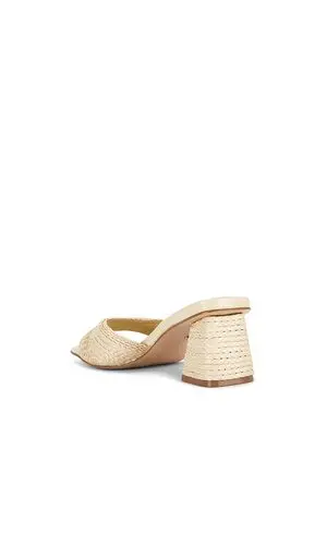 Raye Nadeemah Raffia Square Toe Block Heel Sandal