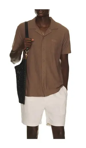 VINTAGE SUMMER Beach Pique Camp Shirt In . Also