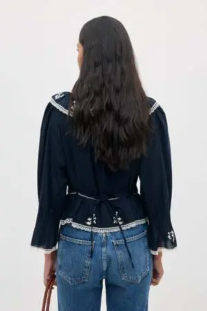 Rixo Solene Embroidered Cotton Blouse