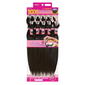 JANET COLLECTION 10x Ez Split Pre-stretched 52" Braiding Hair - 1b