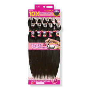 JANET COLLECTION 10x Ez Split Pre-stretched 52" Braiding Hair - 1b