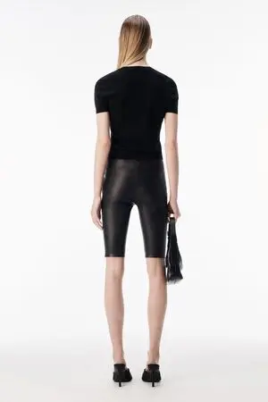 Alexander Wang Crystal Hotfix Logo Short Sleeve Crewneck