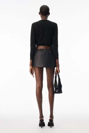 Alexander Wang Crystal Hotfix Logo Crewneck Cardigan - Black