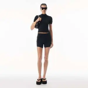 Alexander Wang Ruched Logo Mini Shorts