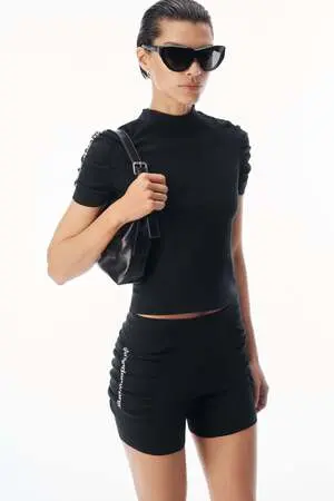 Alexander Wang Ruched Logo Mini Shorts