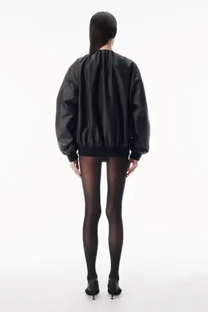 Alexander Wang Leather Scoop Neck Bomber Jacket
