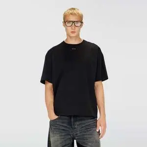 DIESEL® Relaxed Cotton T-shirt With Oval D Embroidery - Black