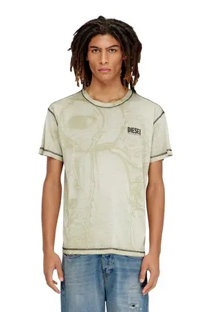 DIESEL® Hemp-cotton T-shirt With All-over Print