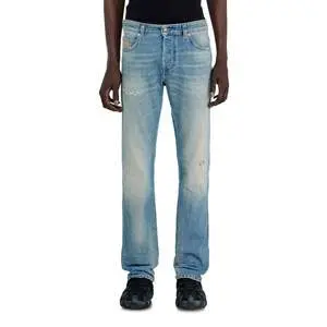 DIESEL® Slim Fit Jeans With Button Fly And Distressed Details - Blue