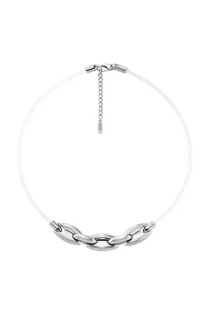DIESEL® Metamorph Chain Necklace In Stainless Steel And Silicone - Silver