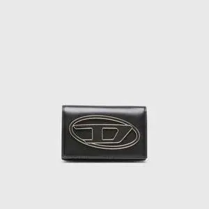 DIESEL® Leather Card Holder With Enamelled Oval D