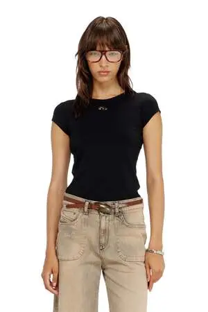 DIESEL® Organic Cotton T-shirt With Embroidered Logo - Black